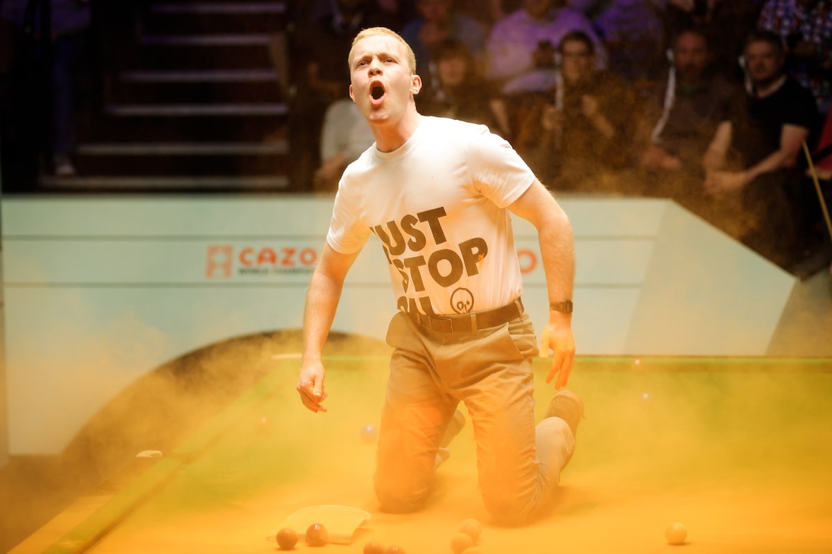 Just Stop Oil protestors disrupt World Snooker Championships | Dazed