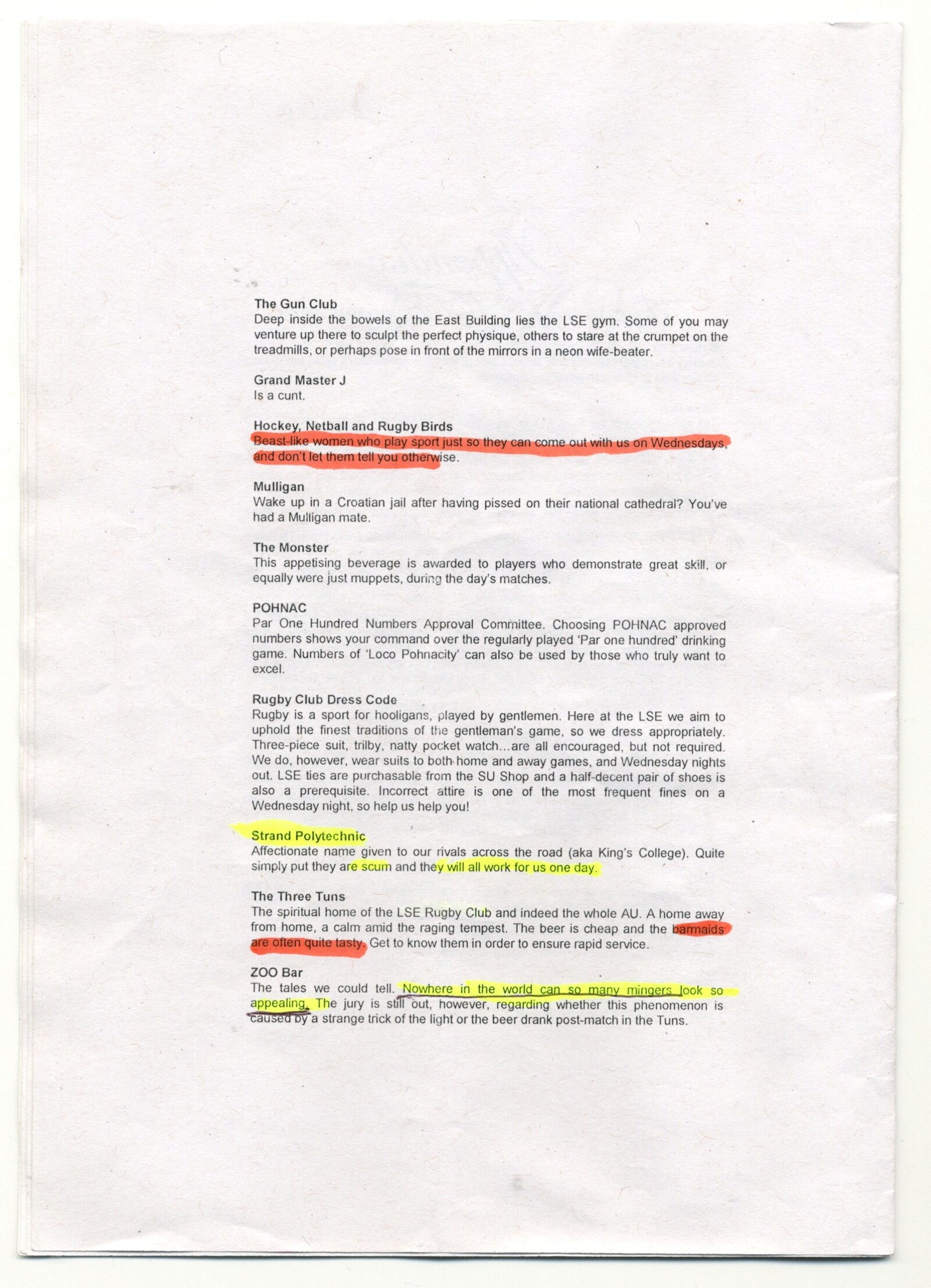 LSE men's rugby club leaflet | Dazed