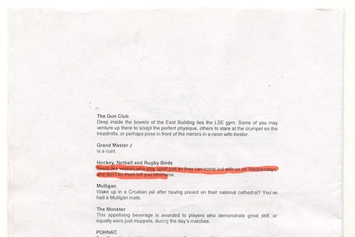 LSE men's rugby club leaflet | Dazed