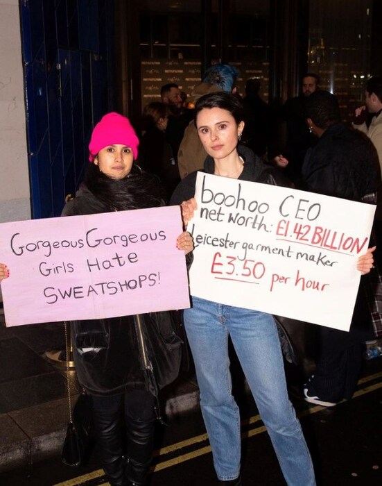 Protesters assemble outside Molly-Mae’s not so pretty little runway ...