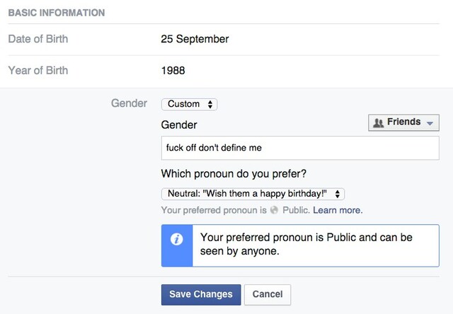 You can now define your own gender on Facebook | Dazed