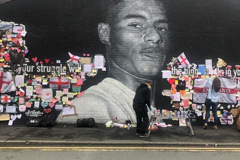 Manchester’s Marcus Rashford mural has been covered in touching ...